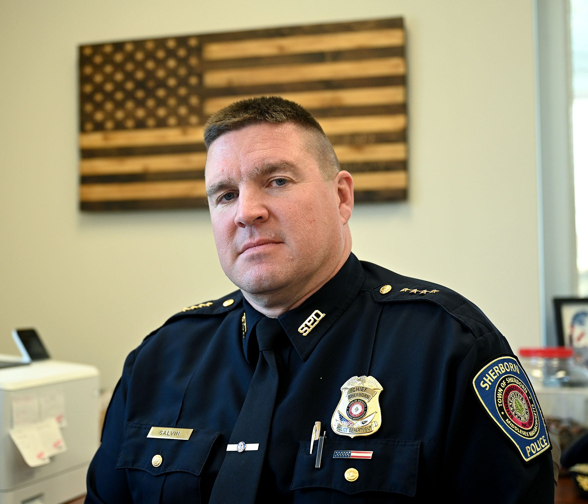Sherborn police chief Tom Galvin followed in his family's footsteps