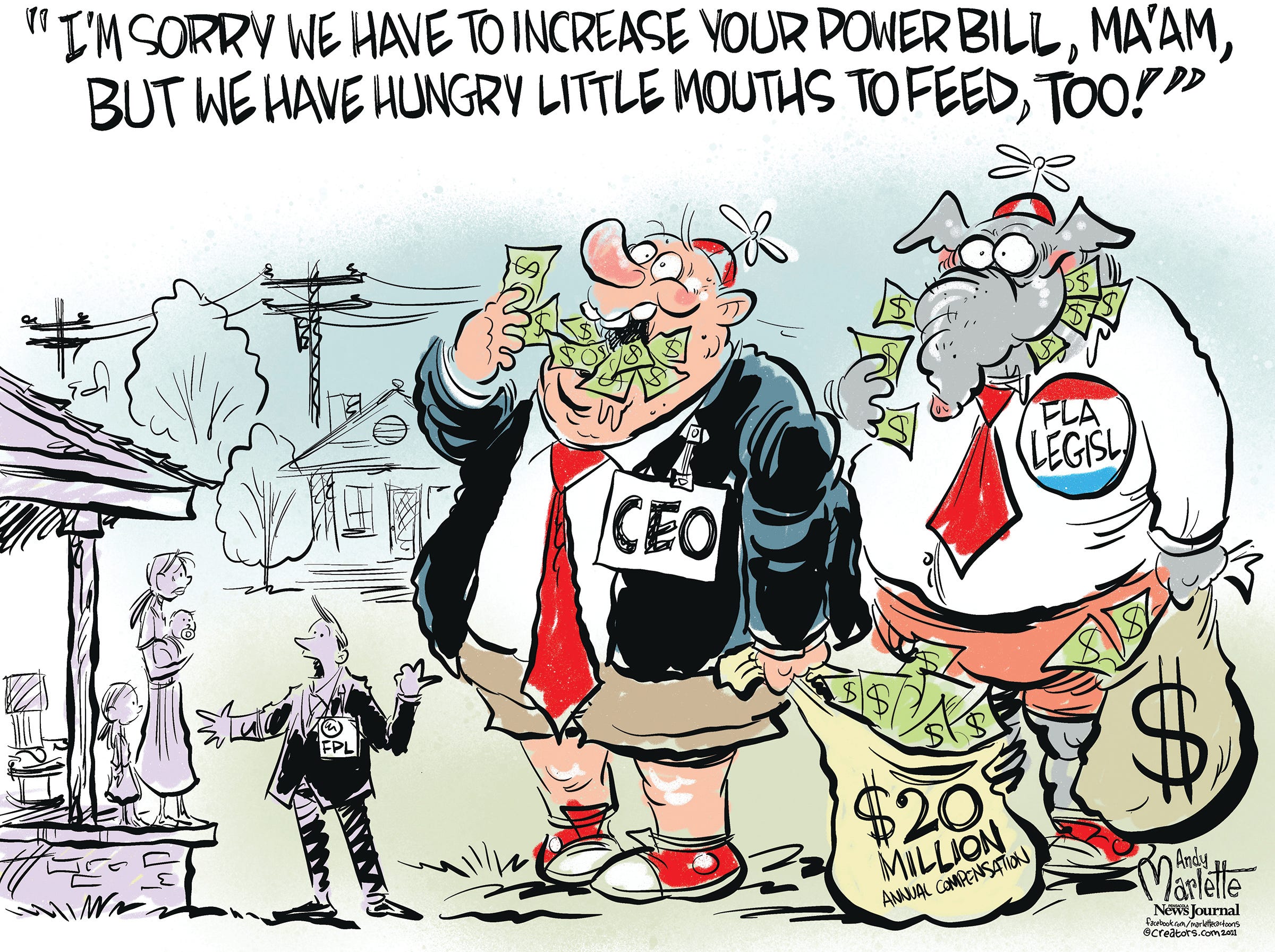 Marlette cartoon: FPL raising power bills in 2022