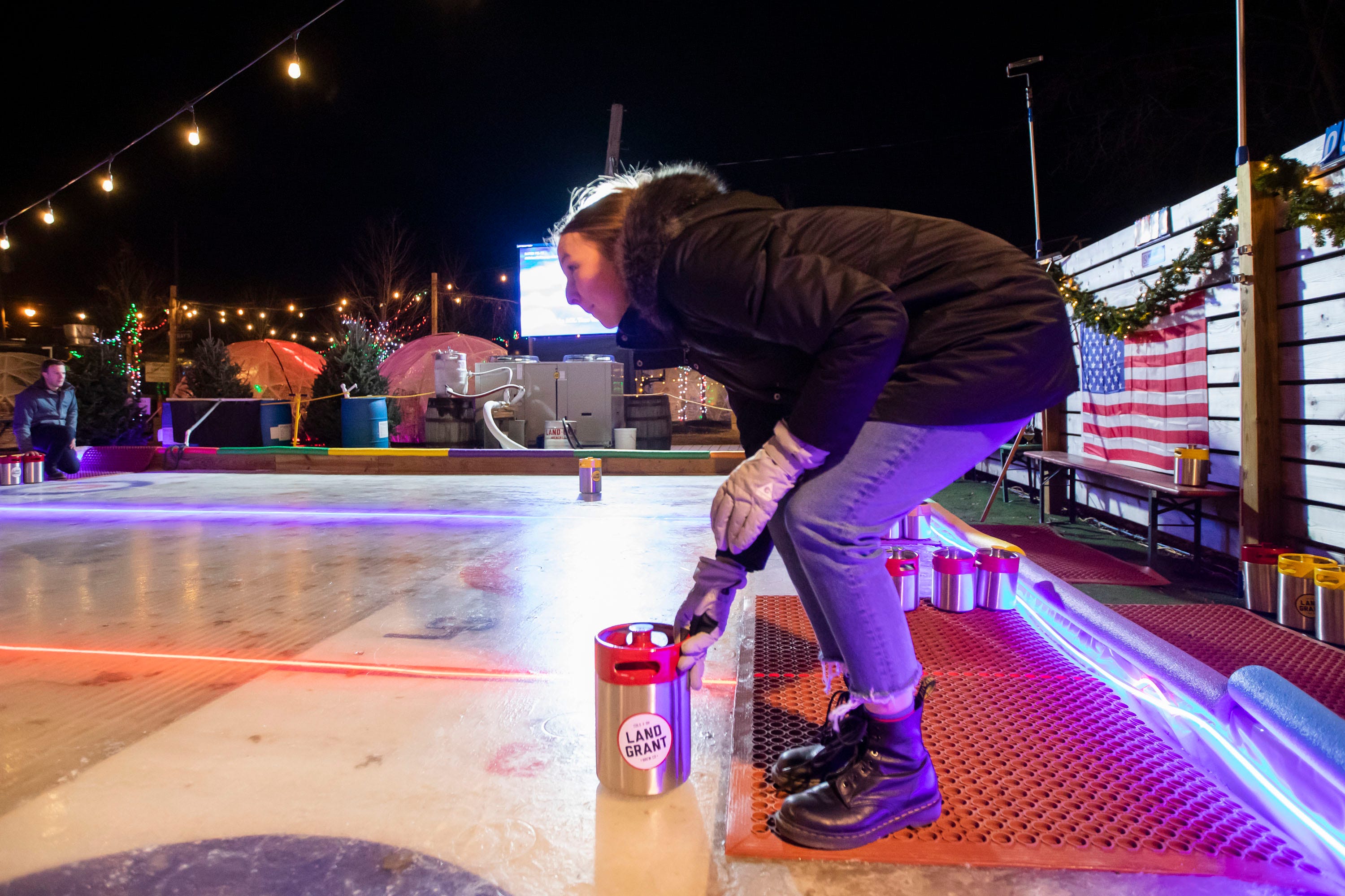 Land-Grant Brewing opens curling ice rink for wintertime fun