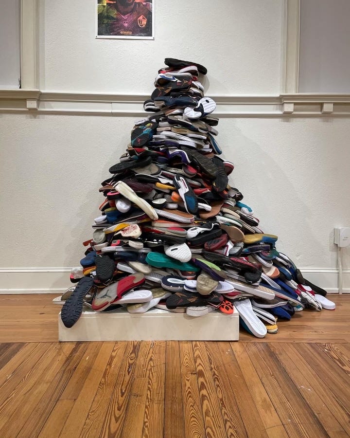 Turning deconstructed sneakers into works of art
