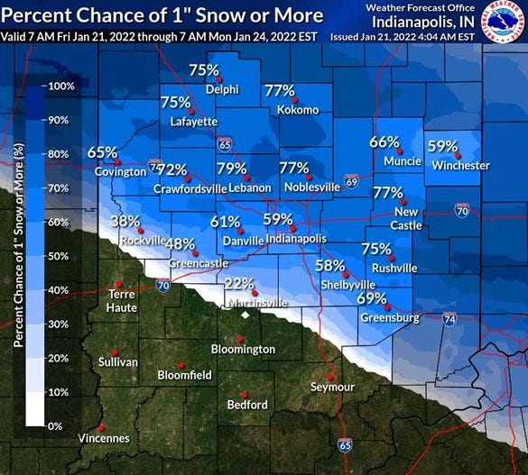 Indianapolis weather forecast: Possible snow totals for this weekend