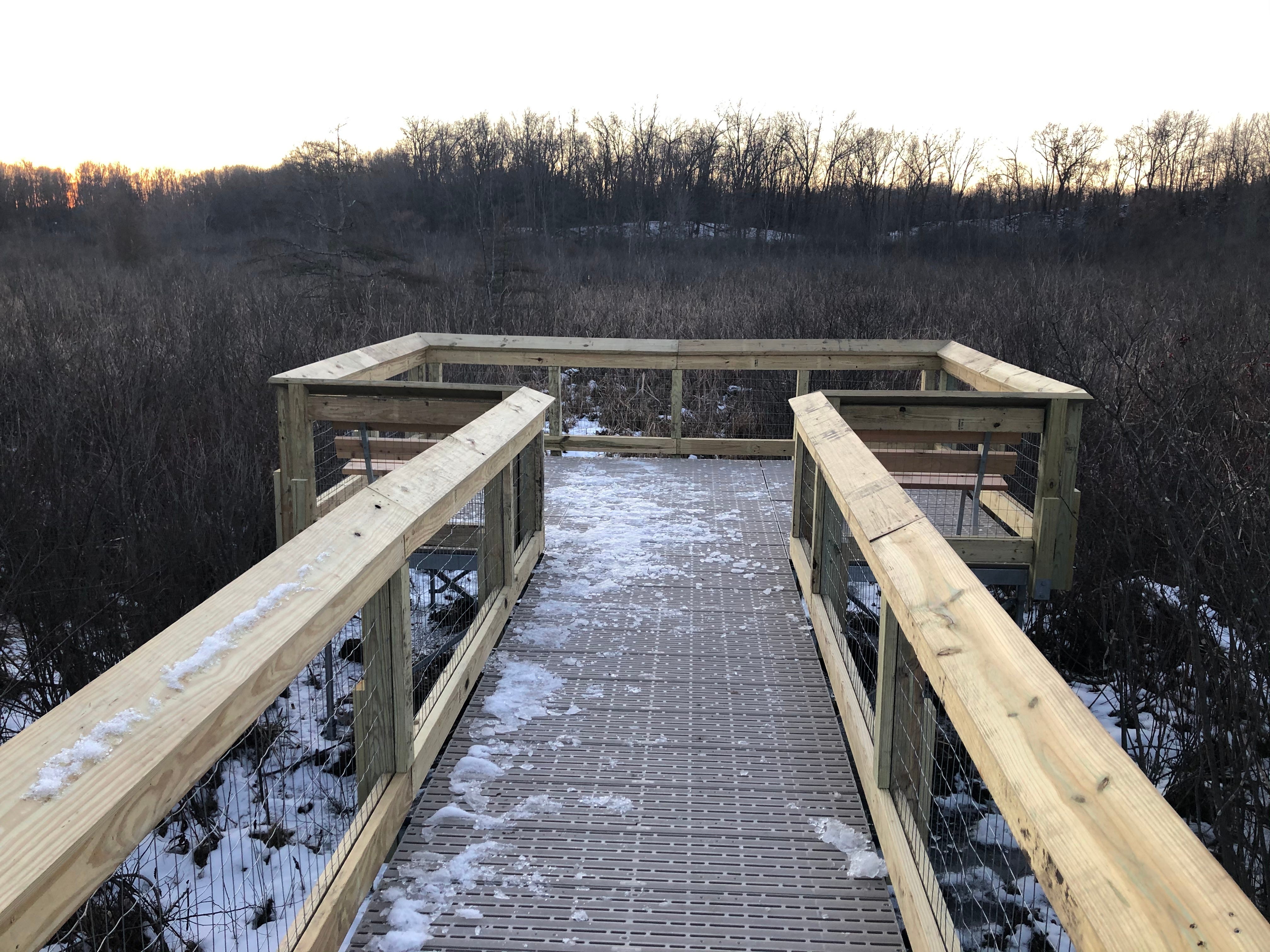 Winter in South Bend: Shirley Heinze finish Nature Preserve boardwalk
