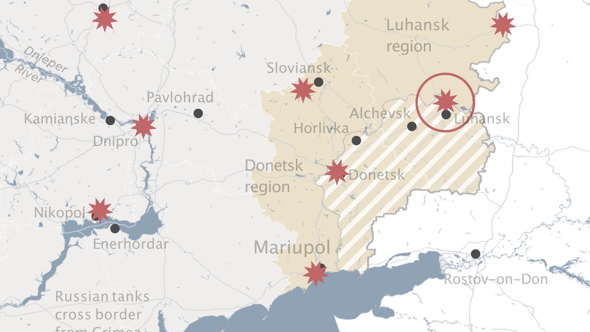 Maps of Ukraine and Russia show Russian invasion