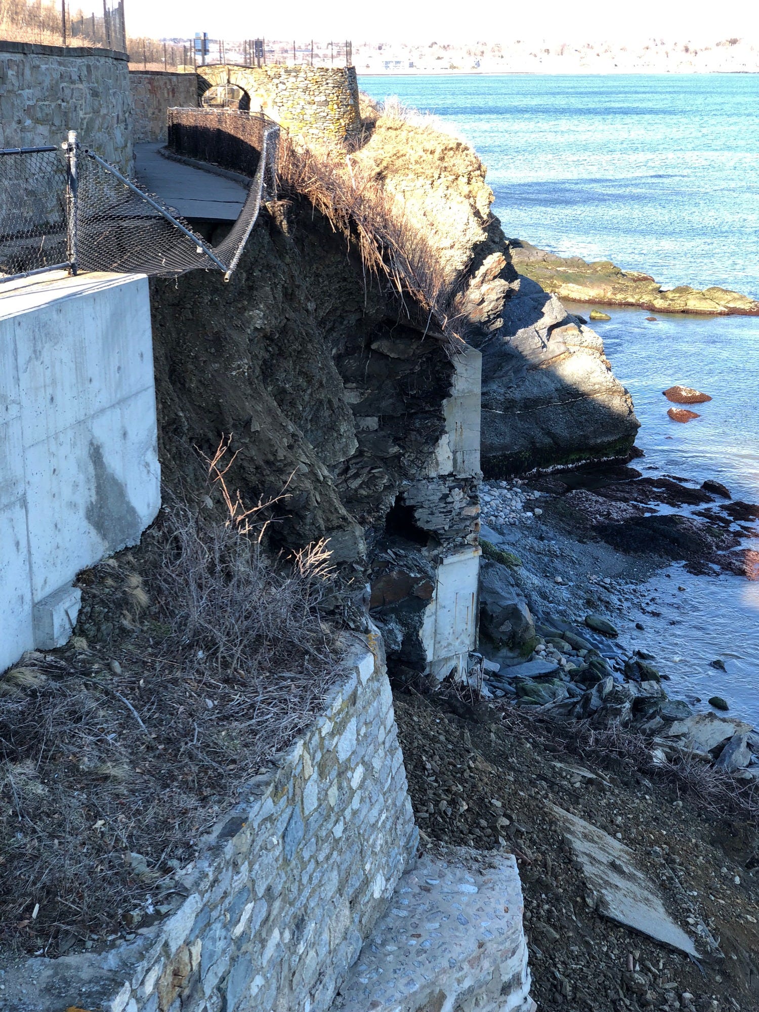 Cliff Walk collapse repair process aided by Salve Regina students