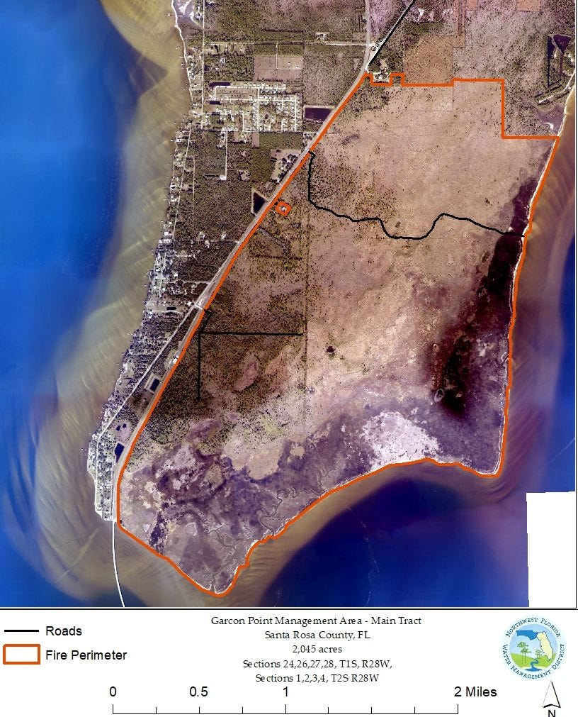 Pensacola area wildfire: Garcon Point prescribed burn leads to 215-acre ...