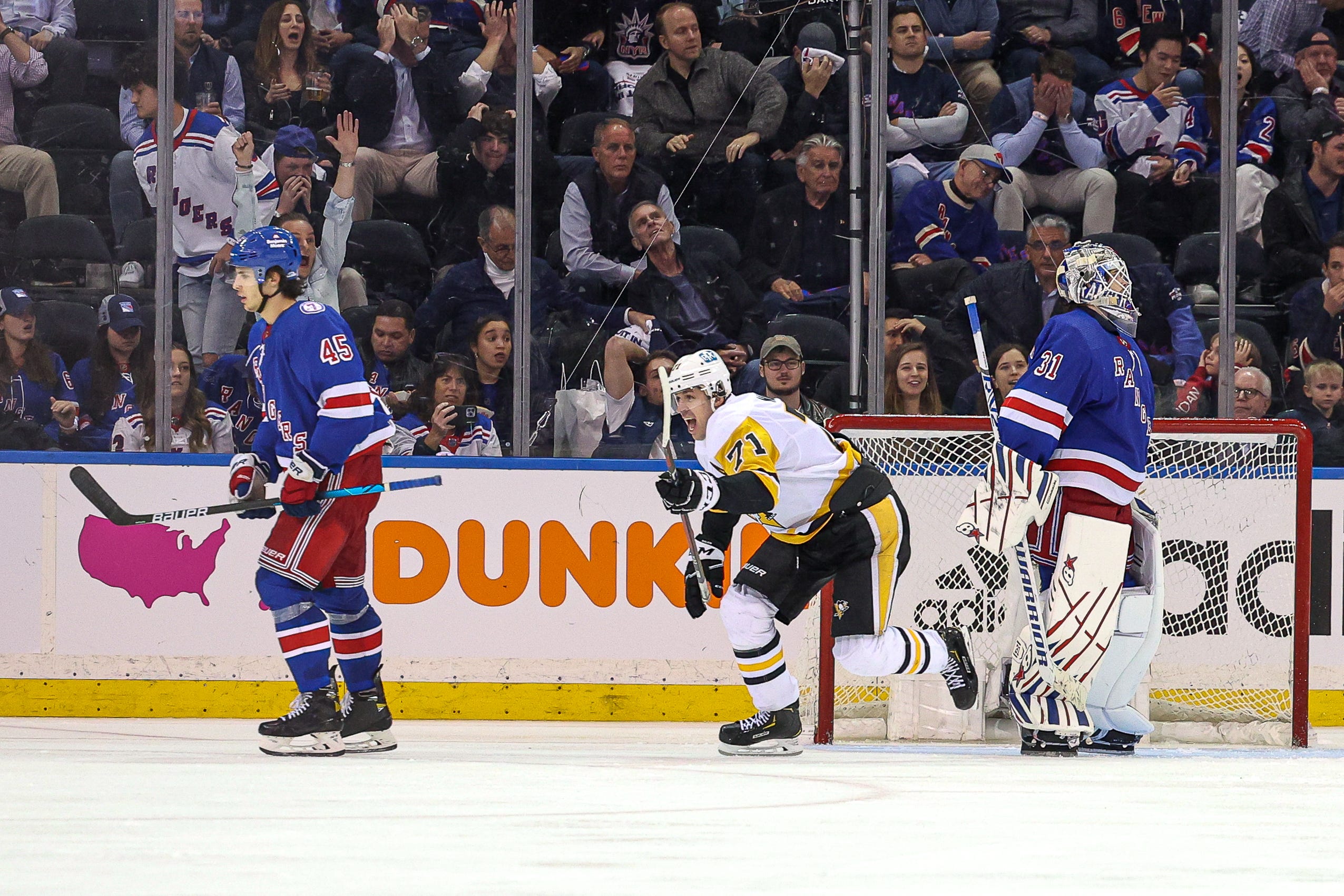 Penguins beat Rangers in triple overtime in Game 1 of NHL playoffs
