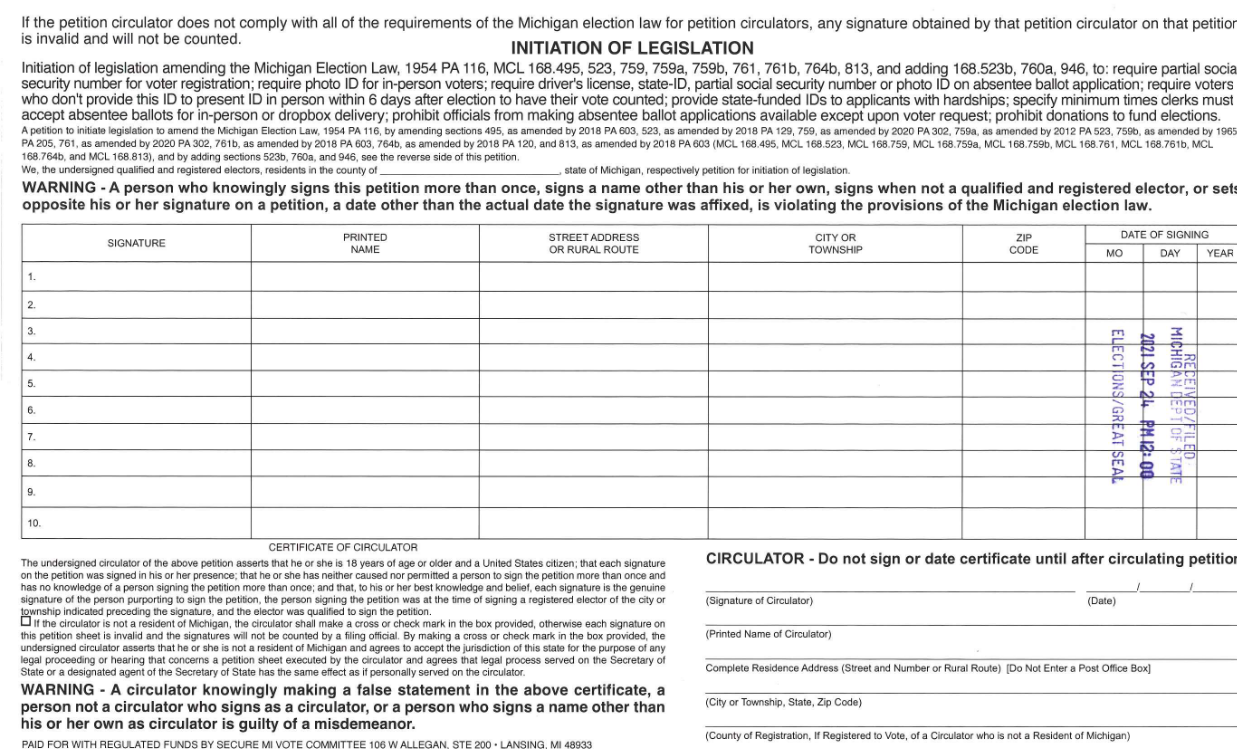 Michigan campaign accused of paying petition circulators not to work