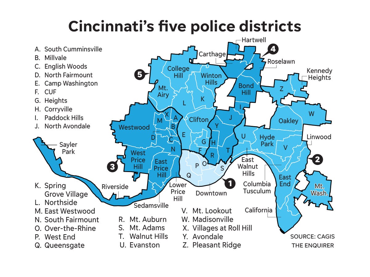 Cincinnati considering three police districts instead of five
