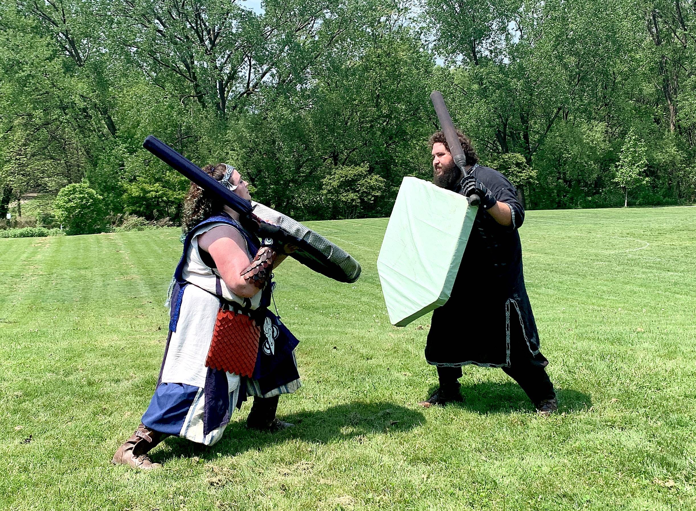 Erie-area LARPers participate in a combat practice at Frontier Park in Erie