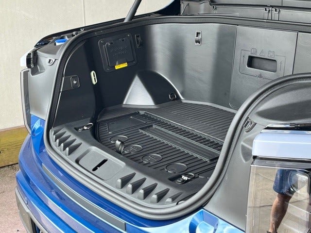 Ford F-150 Lightning frunk size fits people, escape button can help