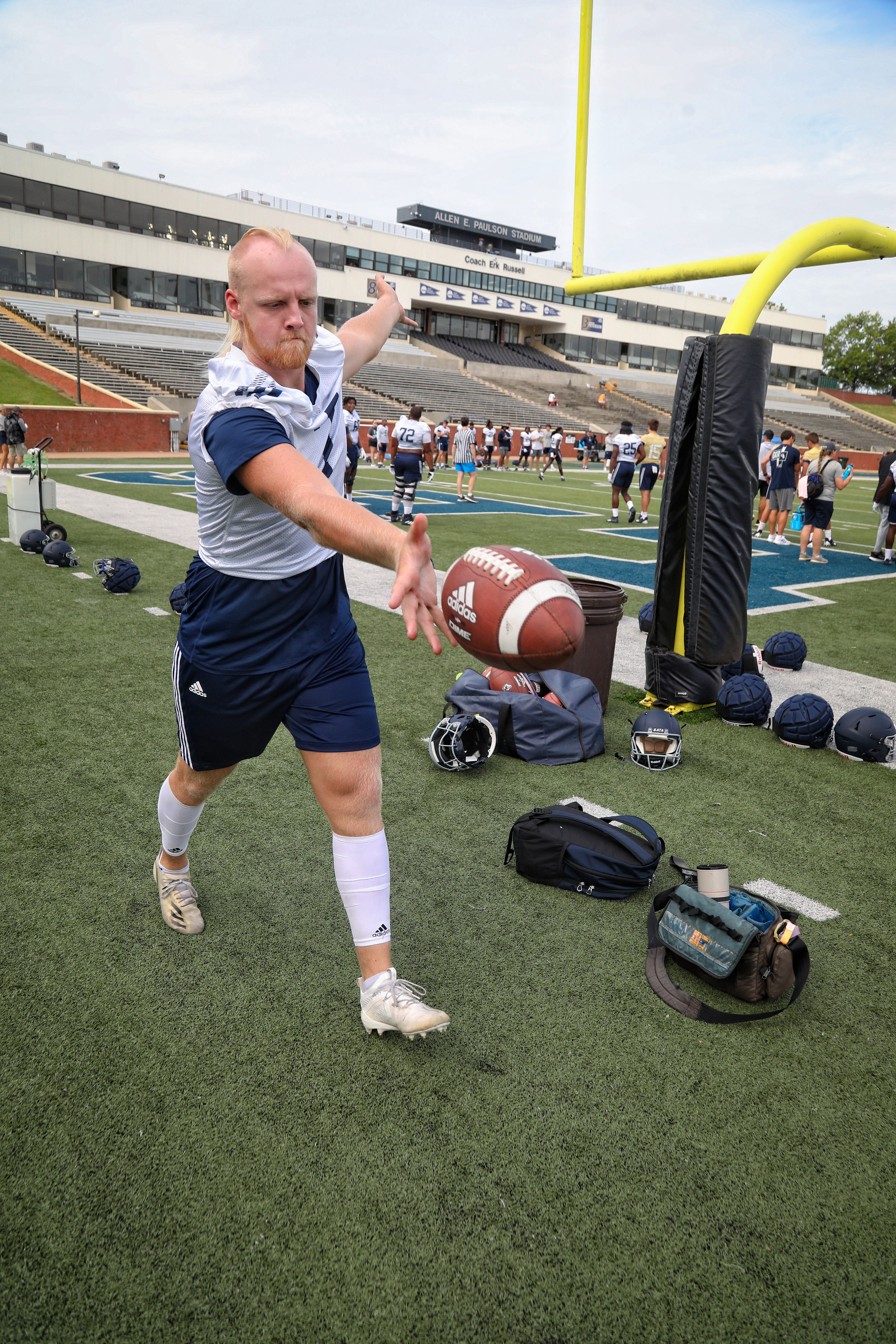 Georgia Southern All-Sun Belt punter Athony Beck works on technique
