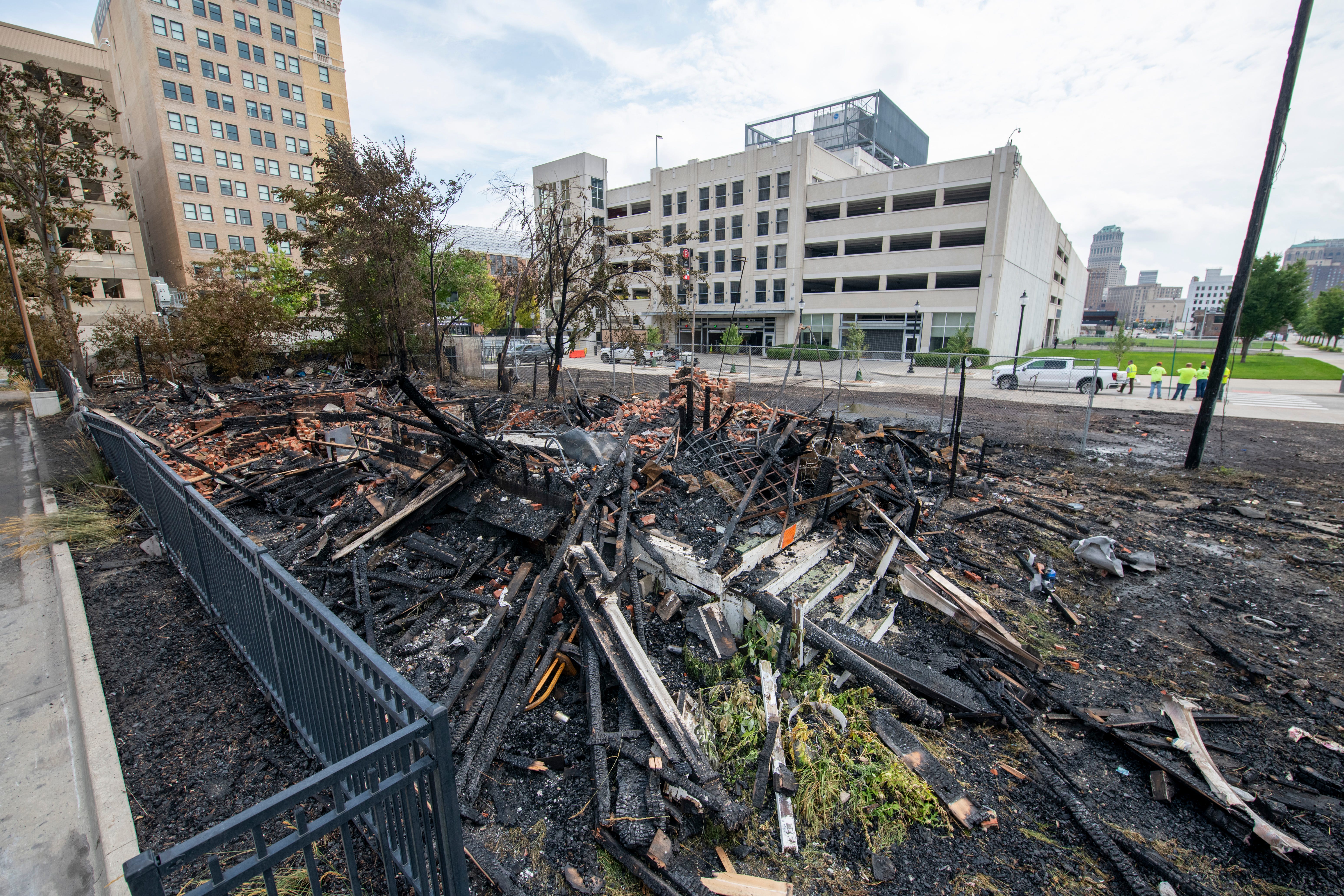House owned by holdout owners near Little Caesars Arena burns down