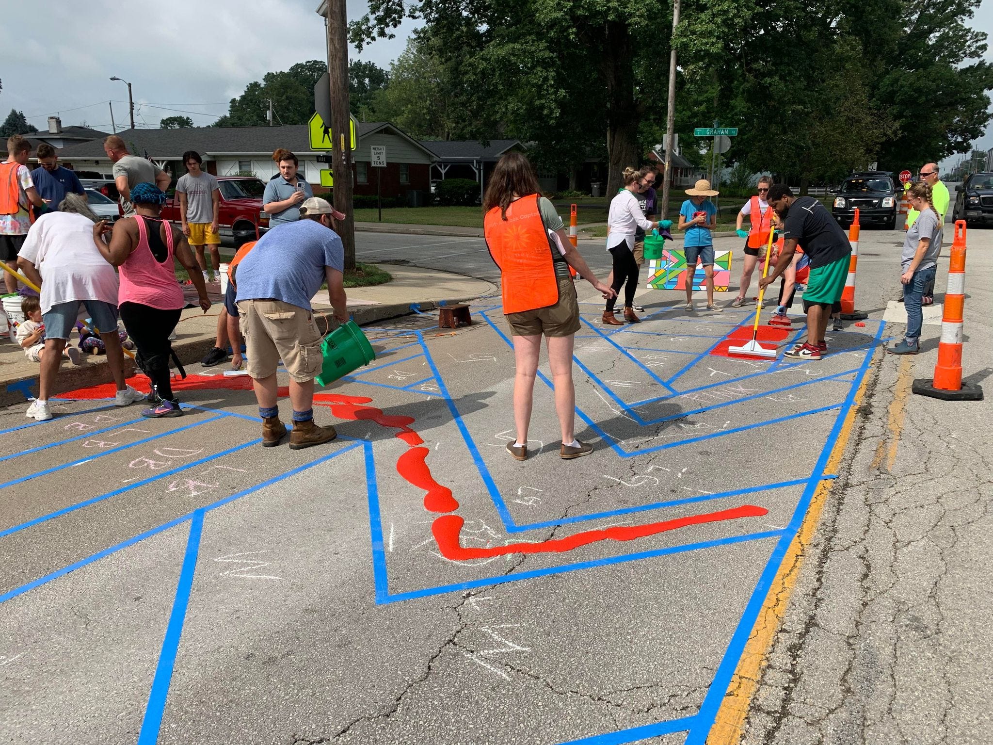 IPS school tests out traffic calming mural to help student walkers
