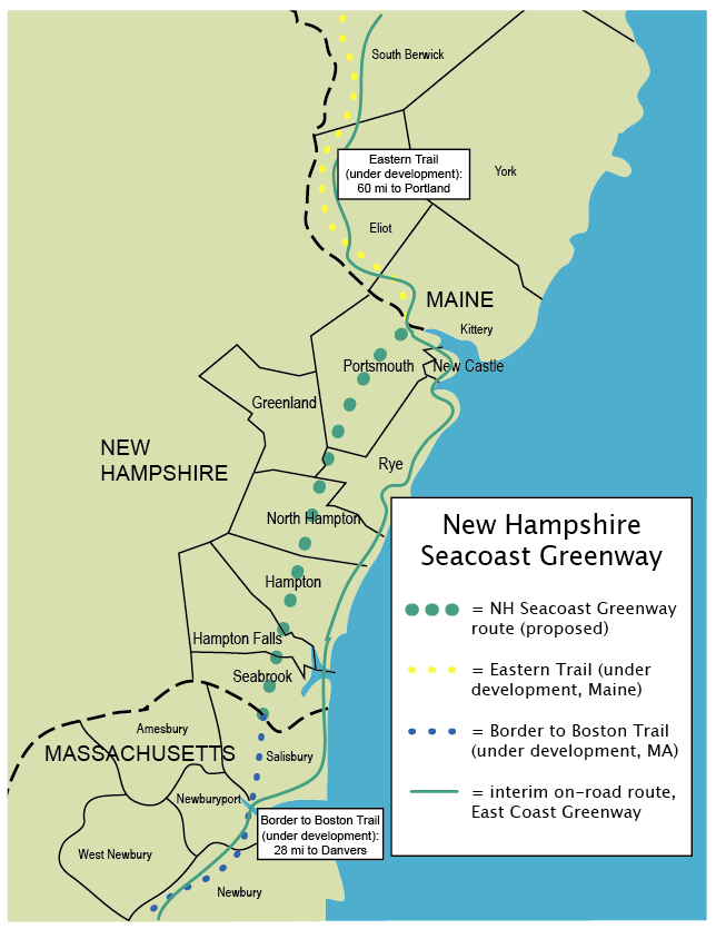 NH Seacoast Greenway: Portsmouth to Seabrook for biker, hikers, skiers