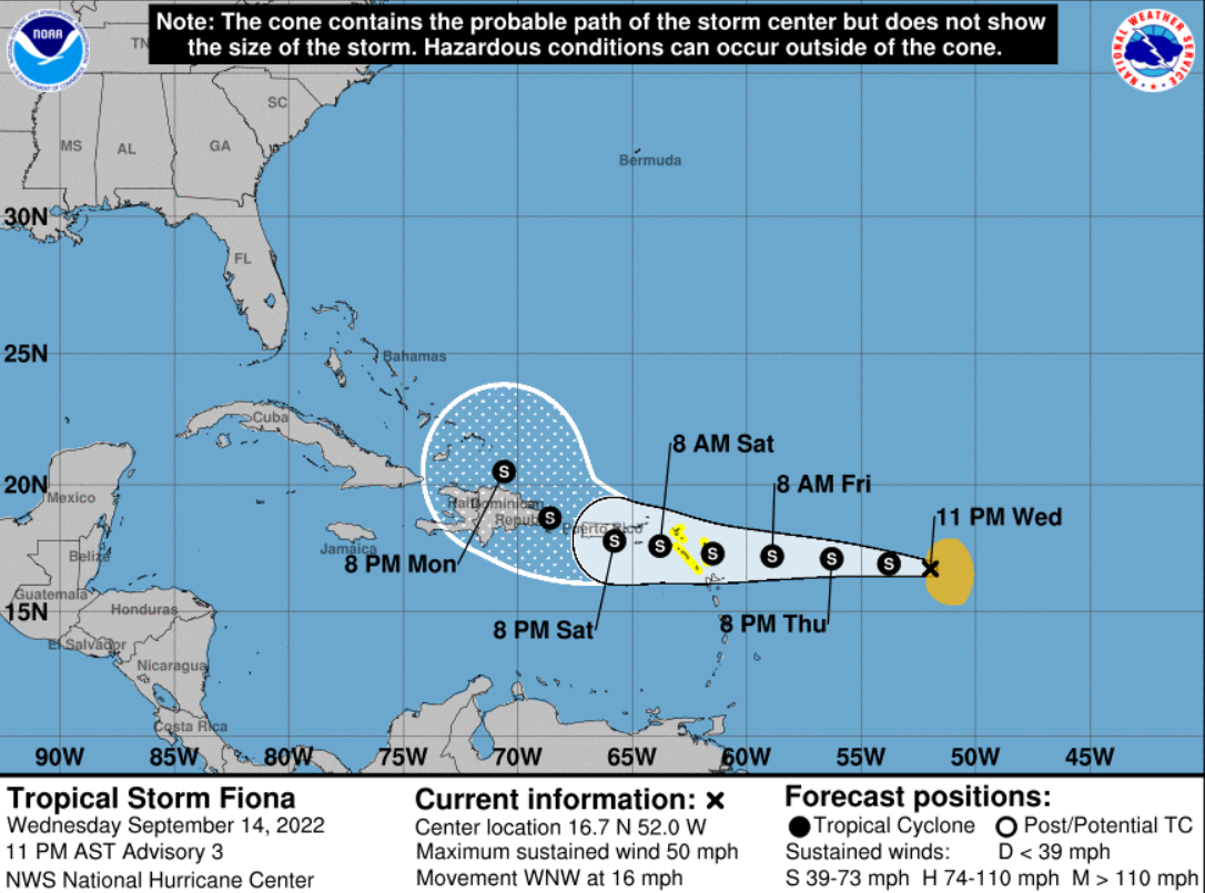 Tropical Storm Fiona forms in Atlantic, moving toward Puerto Rico
