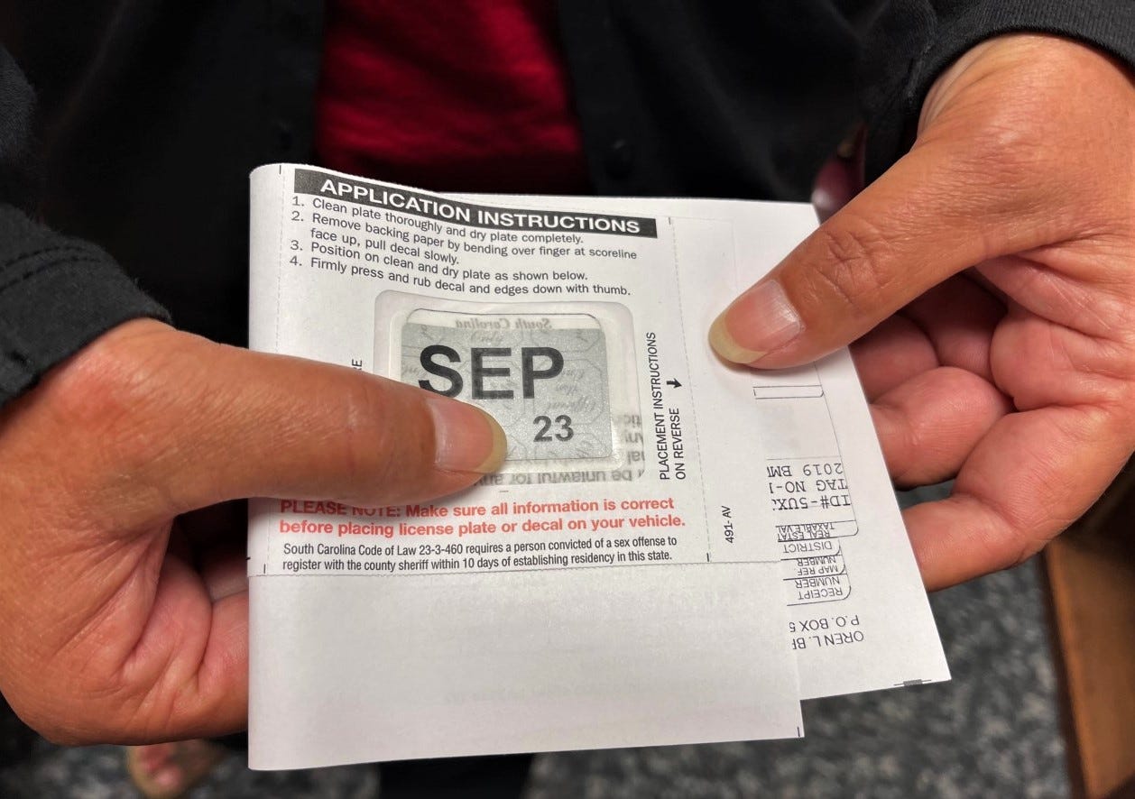 SC DMV paper shortage causing delay in license decals, registrations