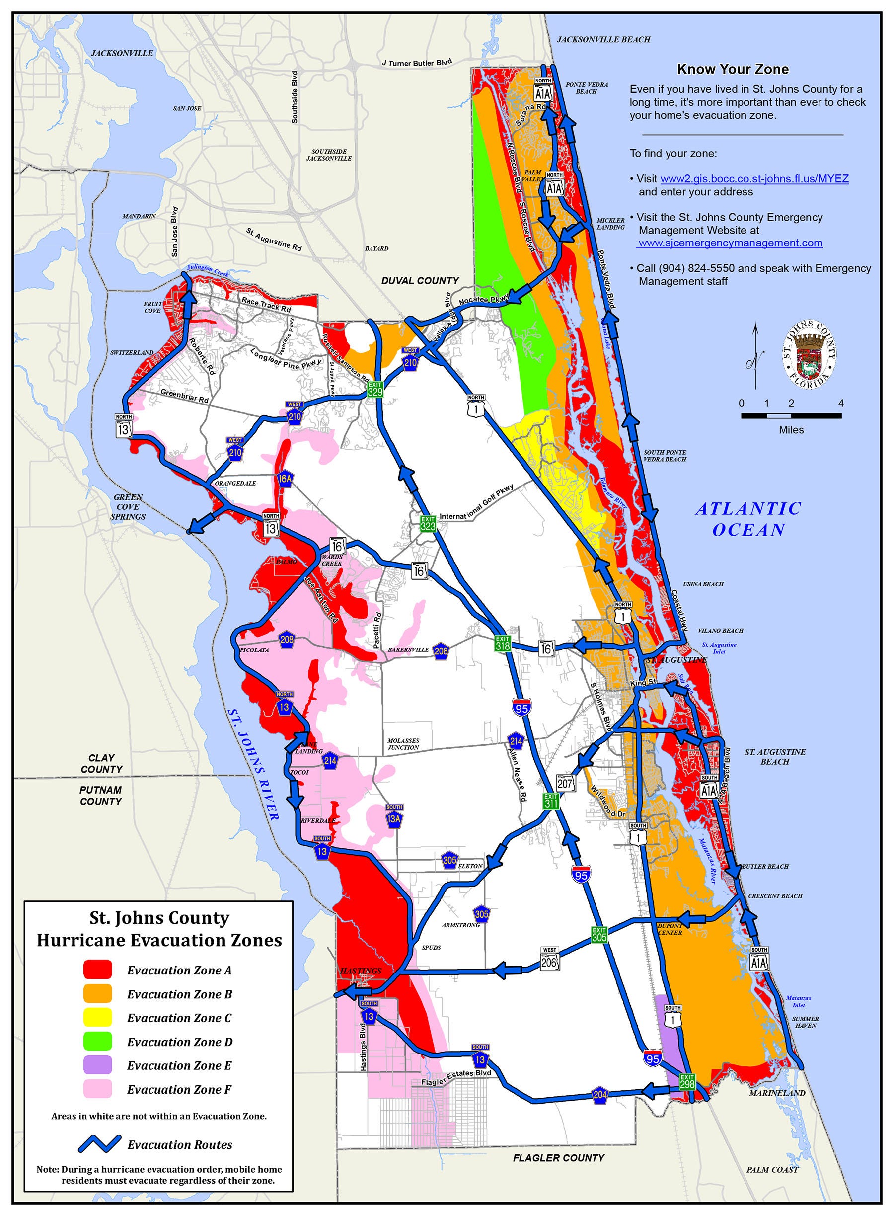 St. Johns County: Hurricane evacuation zones