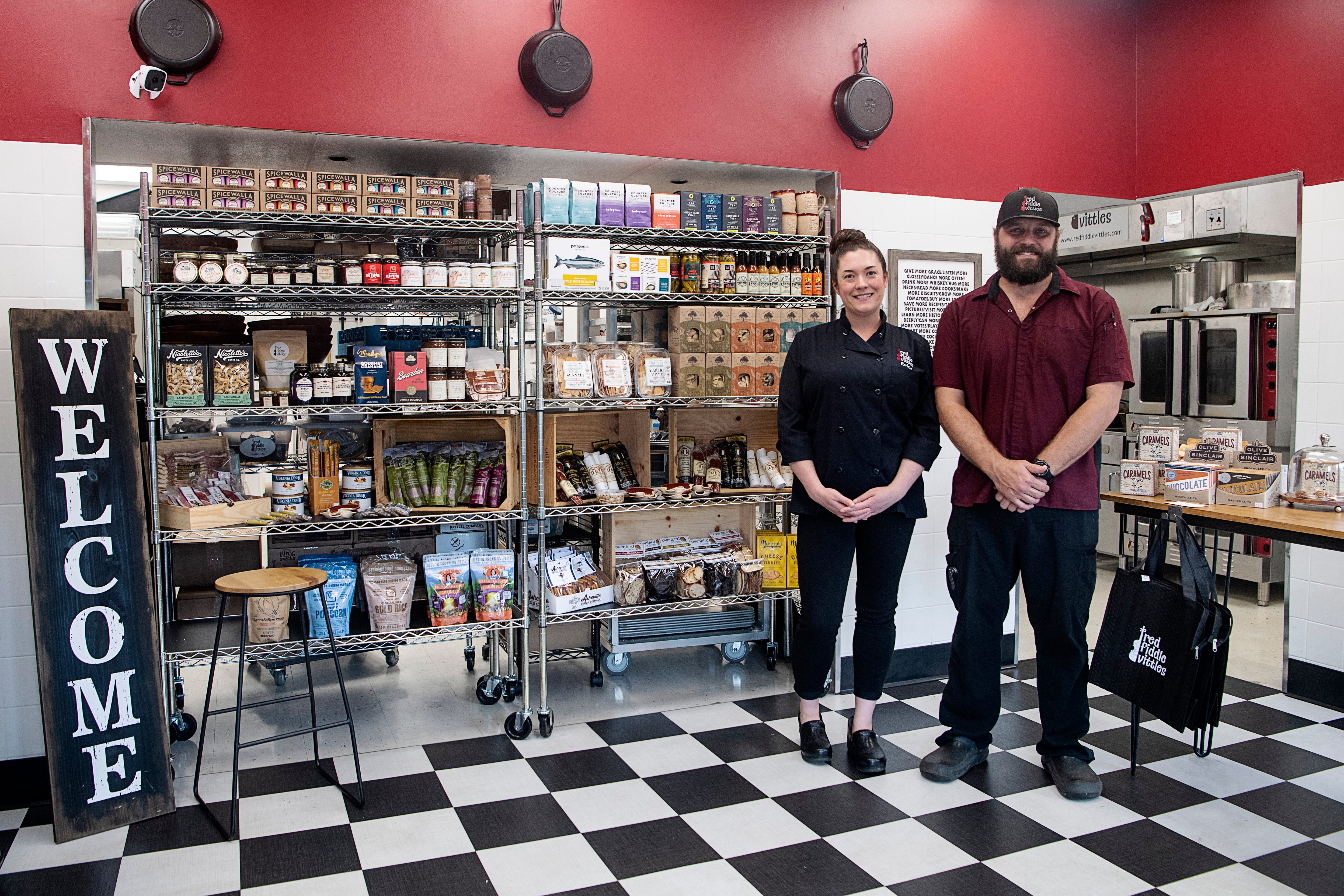 Inside Red Fiddle Vittles, a gourmet food shop in Asheville