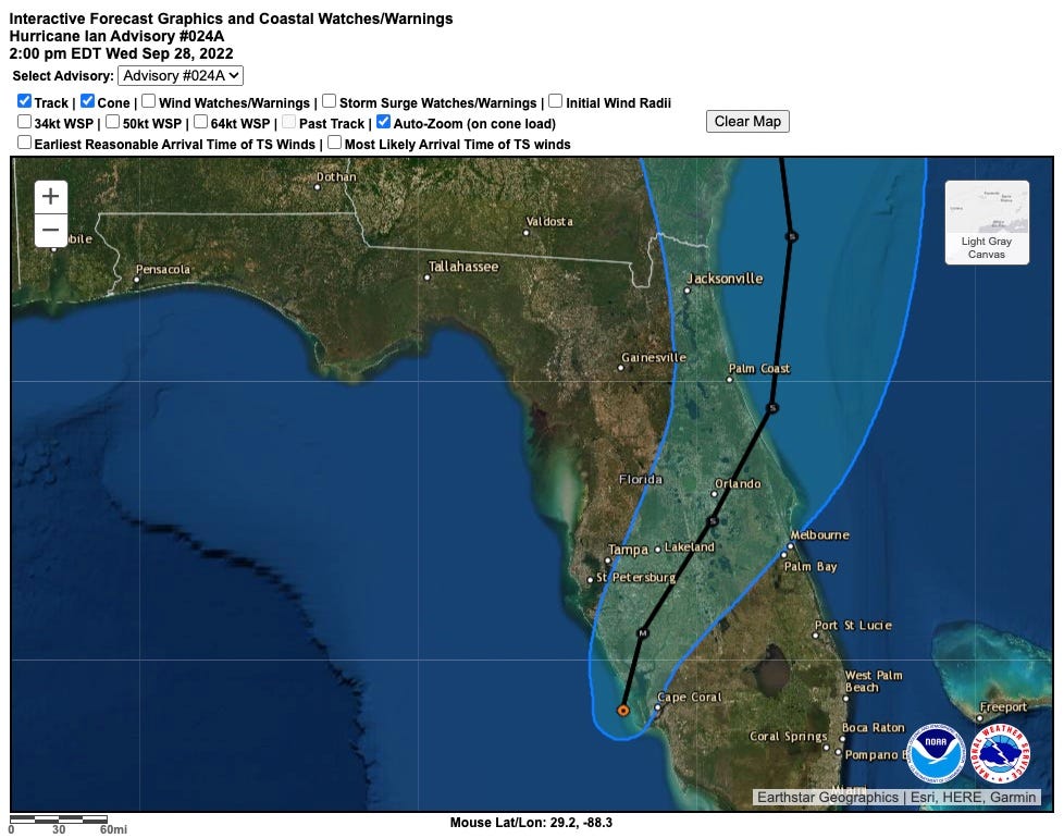 National Hurricane Center has modified forecast cone but to what end?