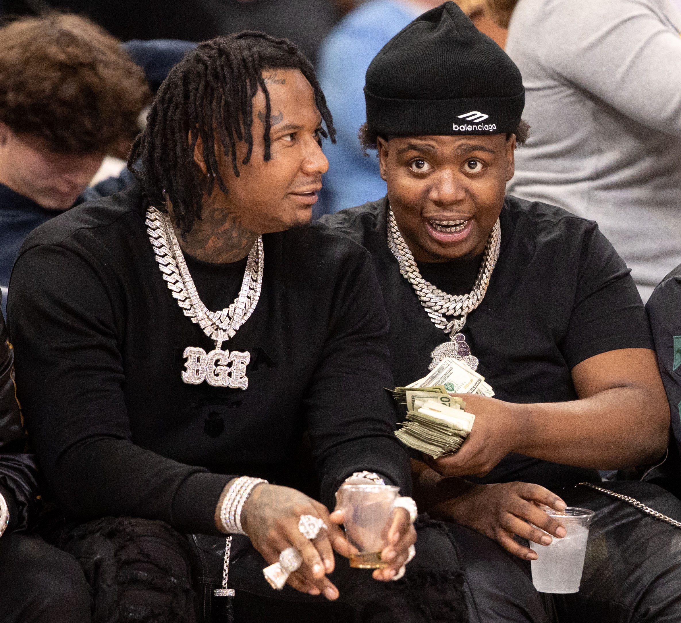 MoneybaggYo, Big30, Bread Gang attend Memphis Grizzlies vs. Nets game