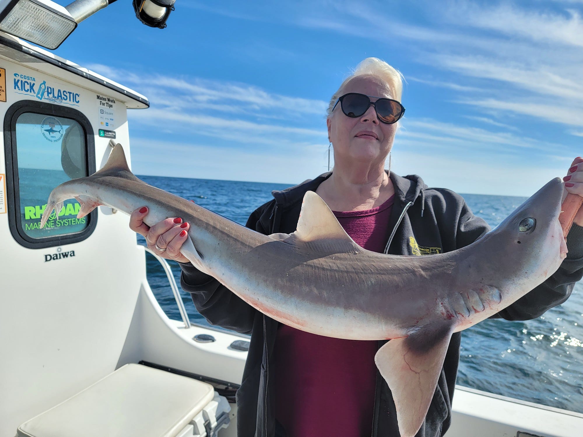 Maryland state record smooth dogfish shark caught in Ocean City