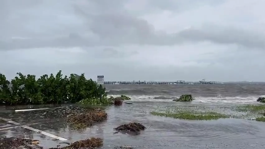 High winds and storm surge pass through Seawall's Point ahead of ...