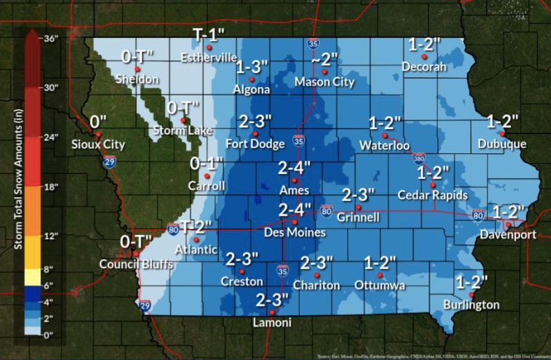 Parts of Iowa to get first measurable snow this week, NWS says