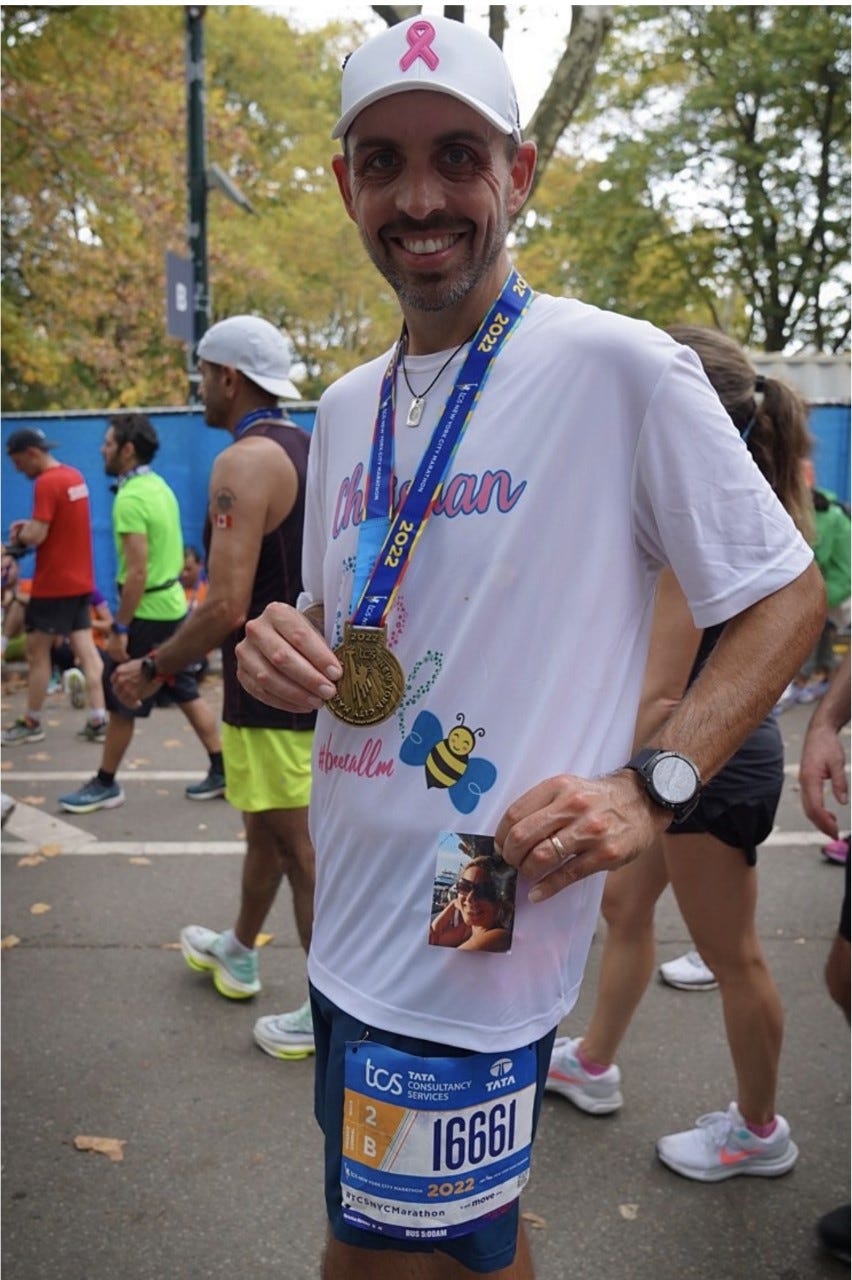 New York City Marathon runner finishes for breast cancer charity
