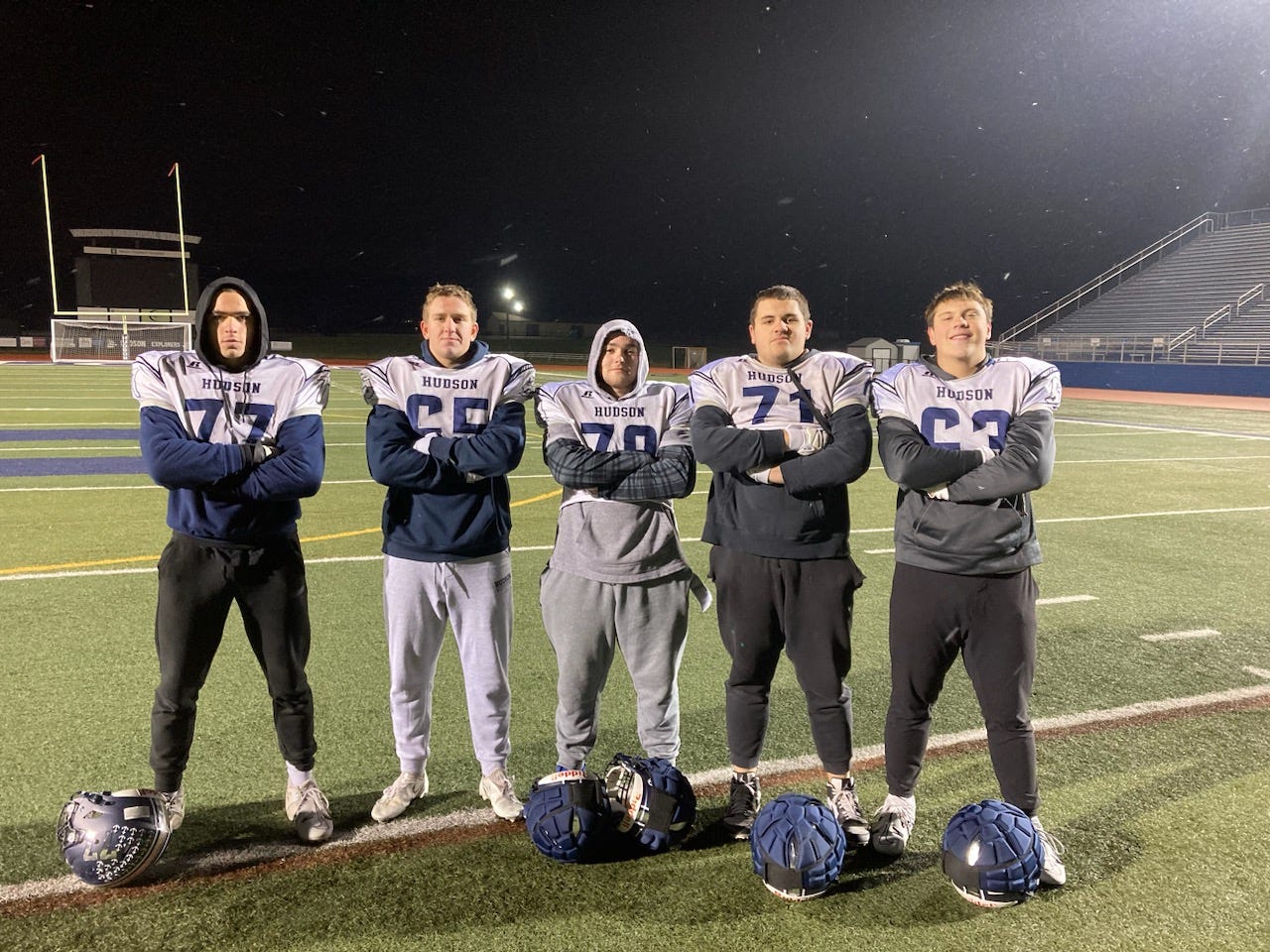 Hudson football's talented offensive line will be tested by Hoban
