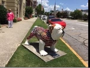One of the popular UGA Bulldog statues MIA this week due to repairs