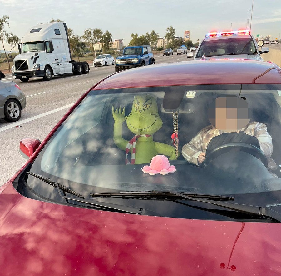 Arizona troopers cite driver in HOV lane with inflatable Grinch passenger