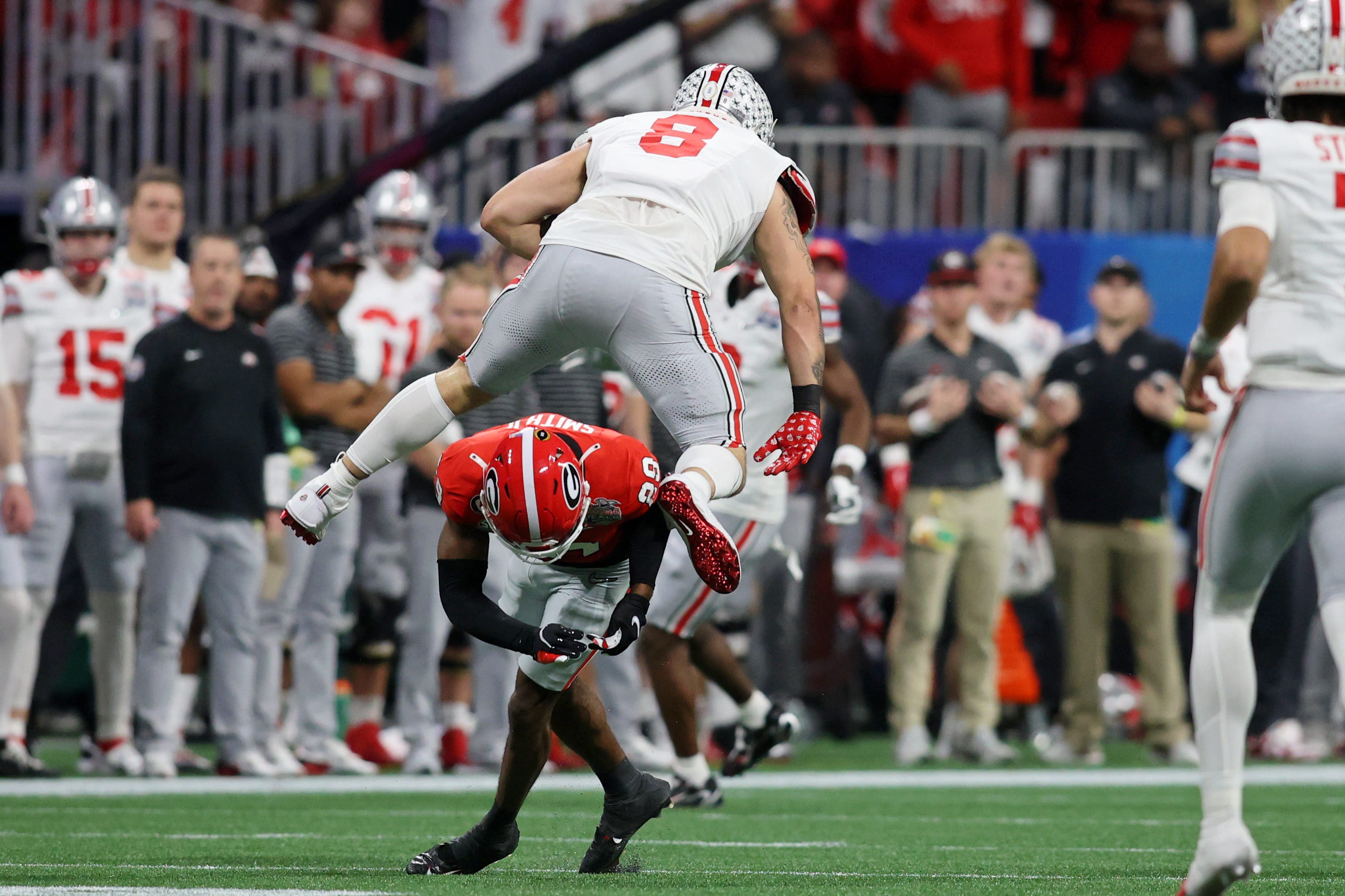 Ohio State's Cade Stover goes to hospital after injury vs. Georgia