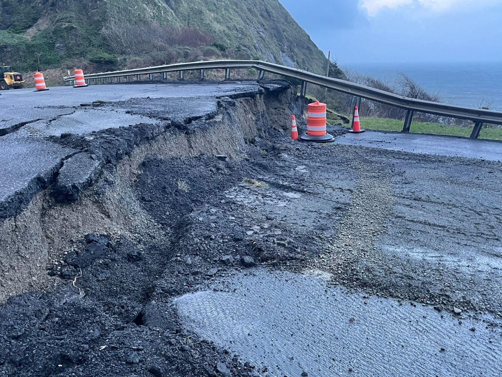 Landslide closes U.S. Highway 101 at Port Orford, Oregon