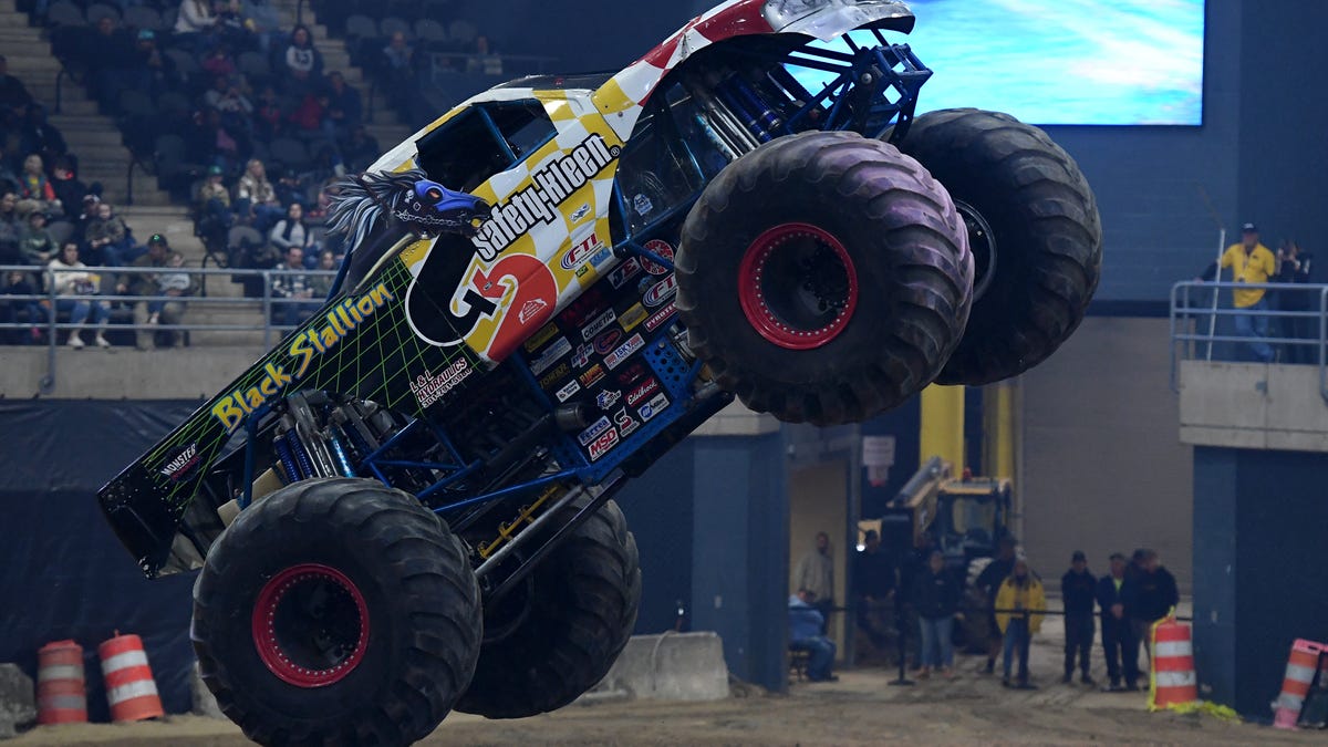 Monster trucks wow with stunts for the crowd at Wicomico Civic Center