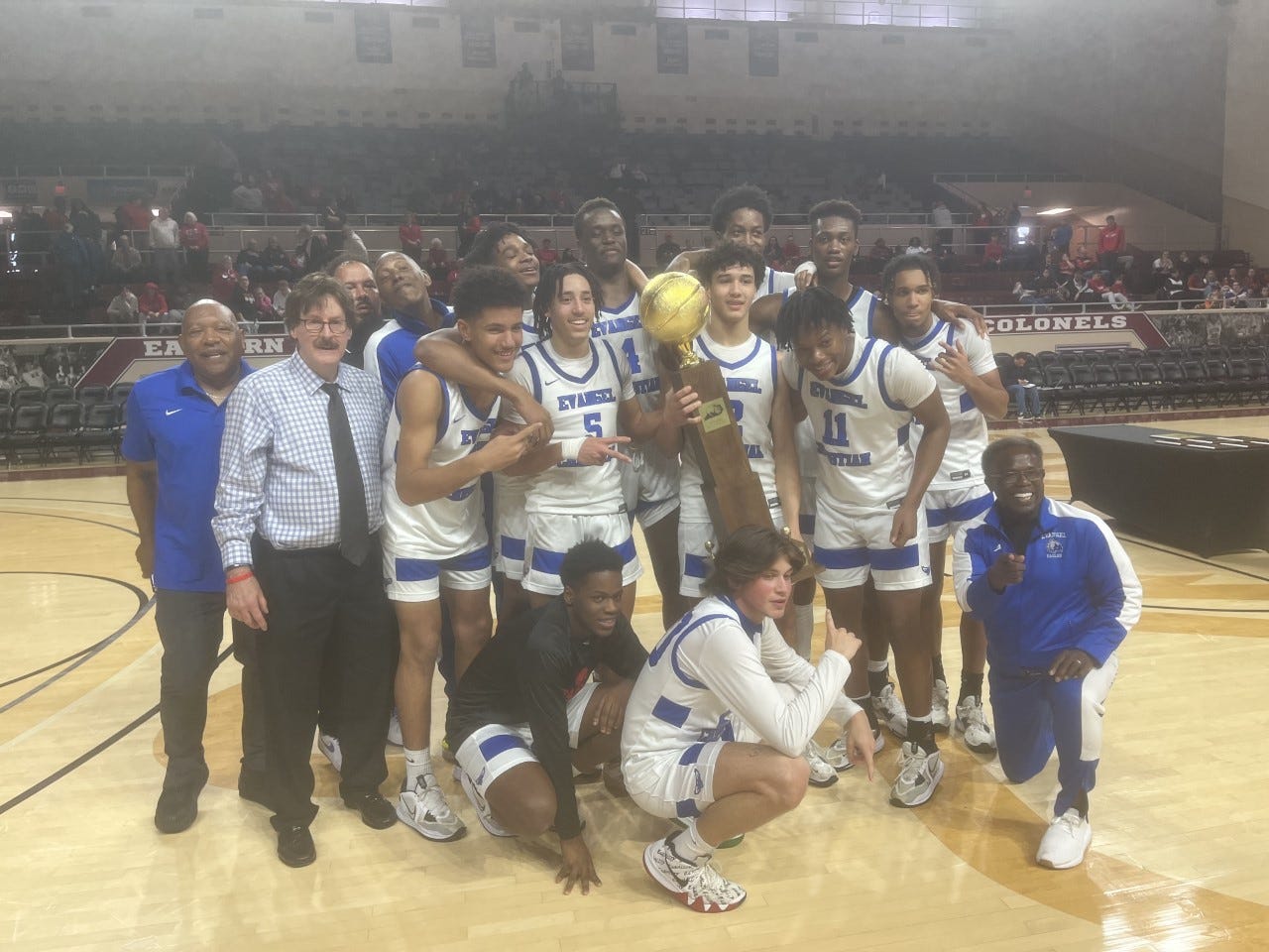 Evangel Christian basketball wins All A title. 6th Region crown next?