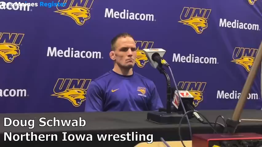 Northern Iowa coach Doug Schwab reacts after 19-12 loss to Iowa State