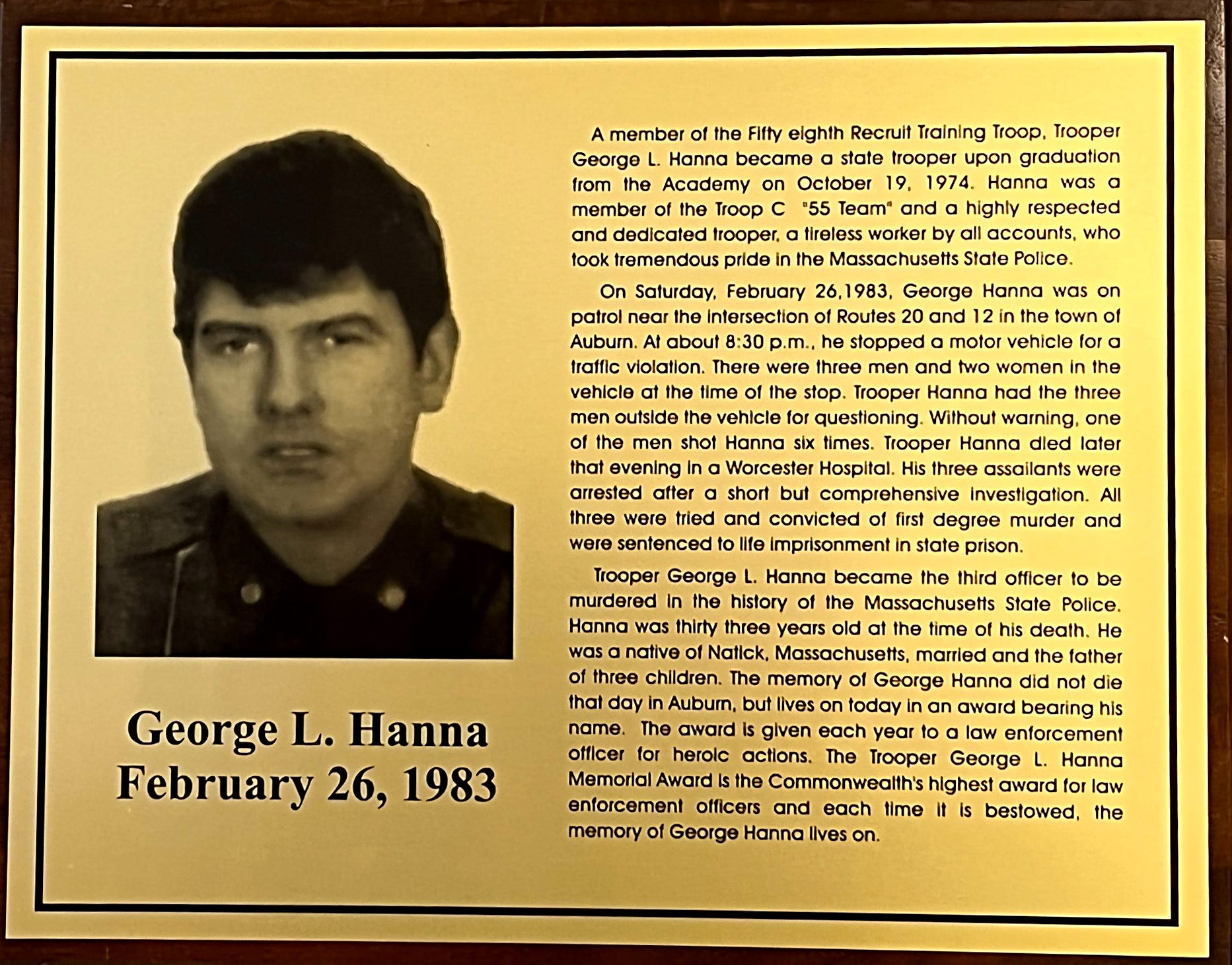 Daughter of slain Massachusetts trooper George Hanna recalls father