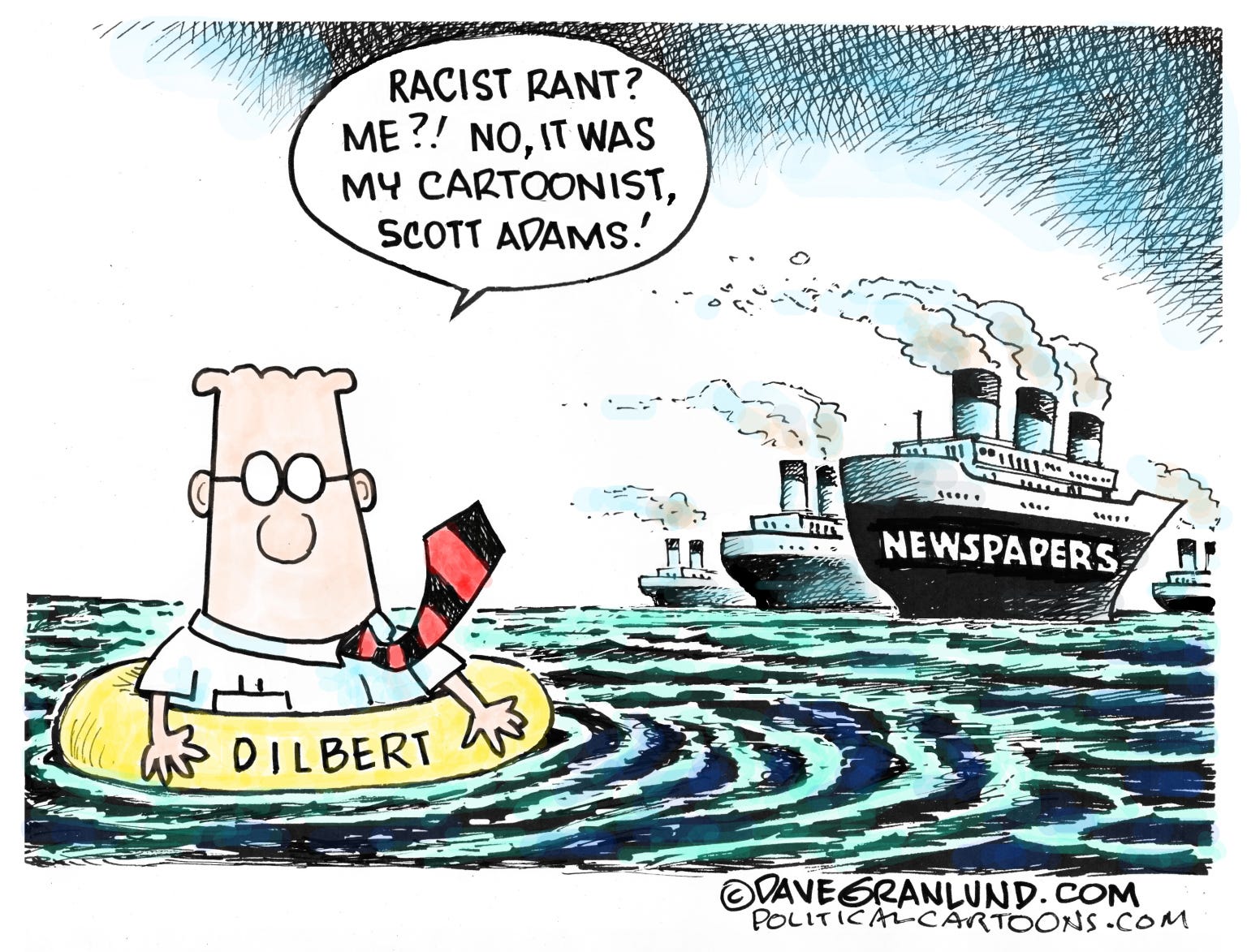 Editorial cartoons about Dilbert creator Scott Adam being dropped for ...