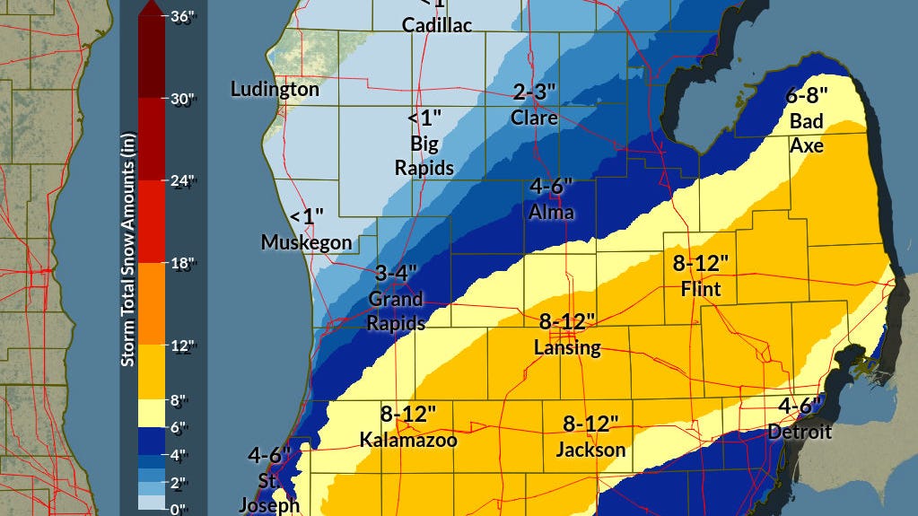 Michigan snowfall predictions: How much your area will get Michigan snowfall predictions: How much your area will get