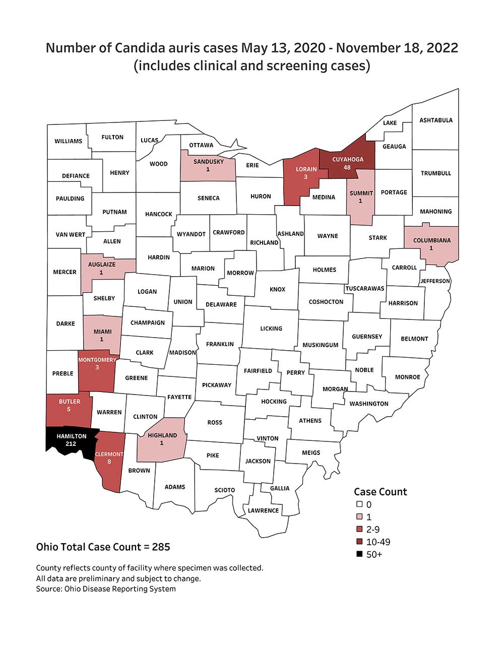 Ohio ranks 9th in US for drug-resistant fungus Candida auris infections