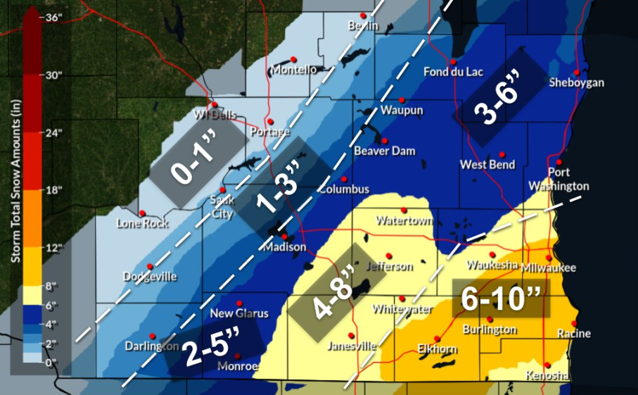 6 to 10 inches of snow expected in parts of southeast Wisconsin